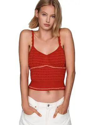 Maeve Scalloped Sweater Tank Top - Red