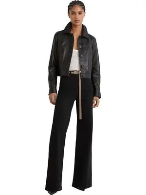 REISS Jas Cotton-modal Wide-leg Jeans - Black