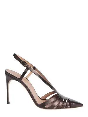 MALONE SOULIERS Metallic Leather Janette Slingback Pumps 90 - Brown