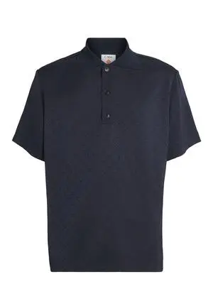 Casablanca Monogram-jacquard Polo Shirt - Navy