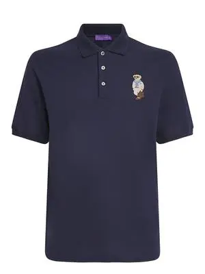 Ralph Lauren Purple Label Cotton-cashmere Polo Bear Polo Shirt - Navy
