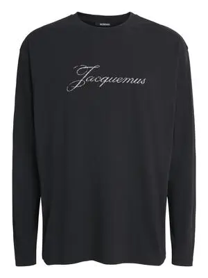 Jacquemus Cotton-hemp Logo Long-sleeve T-shirt - Black