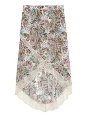 Zadig&Voltaire Zadig&Voltaire Jeudie Floral Print Asymmetrical Midi Skirt Deep Parme