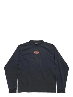 Balenciaga Taped Back Long Sleeve Medium Fit T-shirt - Black