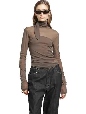 LEMAIRE Sheer Mesh Ballerina Scarf Top - Brown