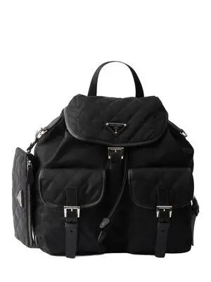 Prada Medium Quilted Re-nylon Backpack With Saffiano Leather Trim - Black