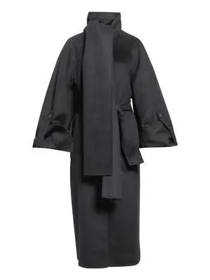 Zimmermann Valiant Wool Blend Coat With Removable Scarf - Black