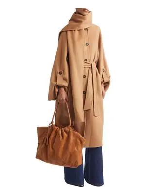 Zimmermann Valiant Wool Blend Coat With Scarf - Camel