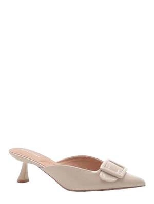 KNEETOES Waverly Mules With Decorative Buckle Detail - Beige