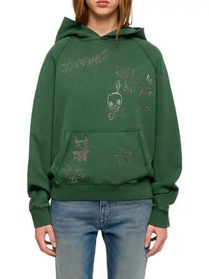 Zadig&Voltaire Rhinestone Graphic Hoodie - Rain Forest