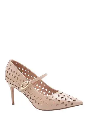KNEETOES Celestine Laser Cut Stiletto Pumps - Camel