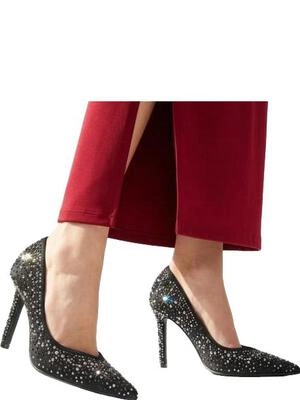 KNEETOES Melani Pump Crystal Embellished Stiletto Heel - Black