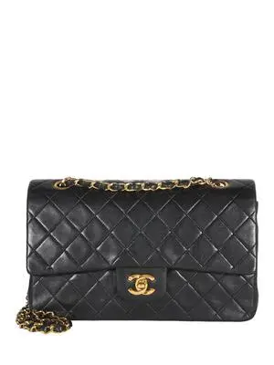 Chanel Vintage 24k Quilted Lambskin Classic Double Flap Bag - Black