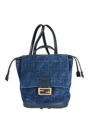 Fendi Abyss Ff Flocked Denim Drawstring Backpack - Blue