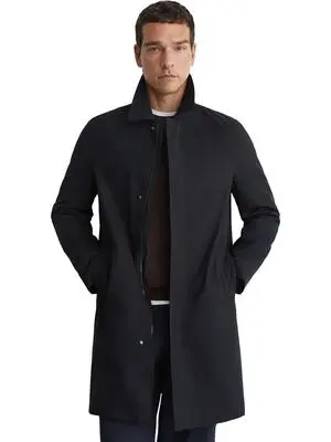 REISS Lawlen Technical Long Zip-through Jacket - Navy