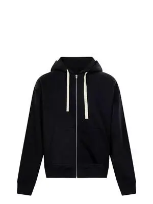 JIL SANDER Drawstring Zip-up Hoodie - Black