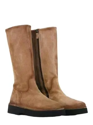 ALEXANDER HOTTO Suede Side-zip Boots - Brown