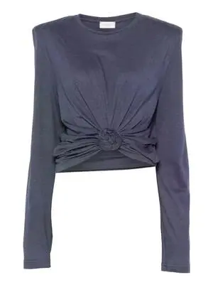 Magda Butrym Padded-shoulder Knotted T-shirt - Blue