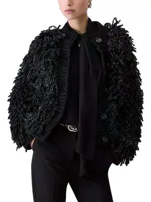 Liu Jo Textured Fur-stitch Knit Jacket - Black