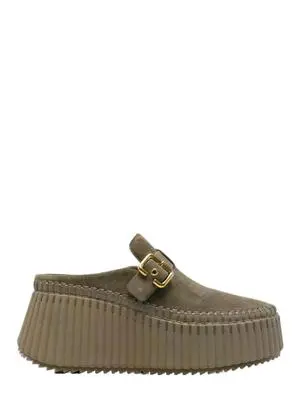 Chloé Chloé Nama Buckle-Fastening Platform Mules Green
