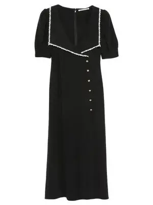 Alessandra Rich Cady Lace-trim Collar Midi Dress - Black