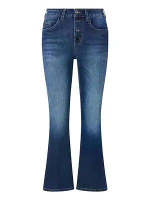Liu Jo Bootcut Jeans With Jewel Buttons - Blue