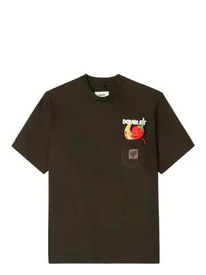 DOUBLET Character-patch Chest-pocket T-shirt - Brown