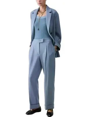 Liu Jo Mélange Trousers With Cuff - Blue