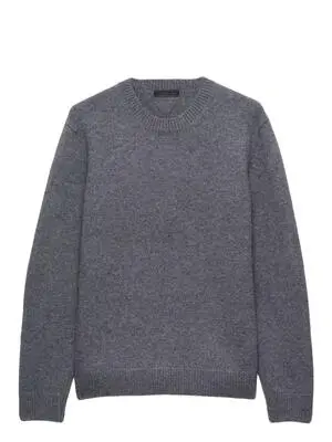 Prada Wool Crew-neck Sweater With Leather Patches - Grey