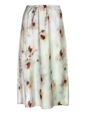 Vince Watercolor Floral Print Midi Slip Skirt - White