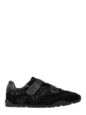 Pinko Sequin-embellished Touch-strap Sneakers - Black