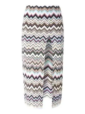 Missoni Zigzag Knit Side-slit Skirt - White
