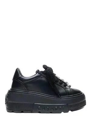 Casadei Nexus Peak Chain-detail Leather Sneakers - Black