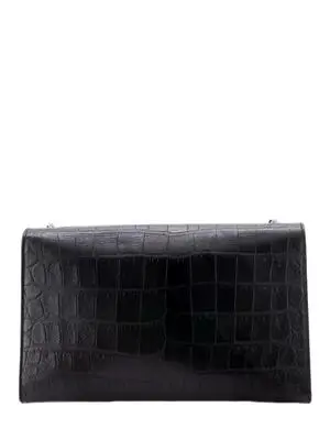 SAINT LAURENT Classic Monogram Tassel Crocodile Embossed Leather Medium Crossbody Bag