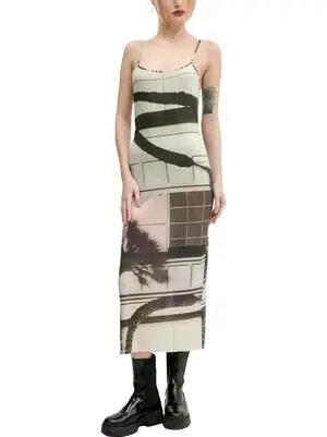 Desigual Graphic-print Midi Dress - Neutrals