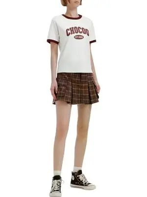 CHOCOOLATE Logo-print Ringer T-shirt White