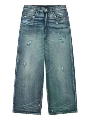 FIVE CM Distressed Wide-leg Jeans - Blue