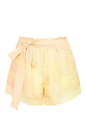 LoveShackFancy Emanuela Lace-trim Tie-waist Shorts Orange