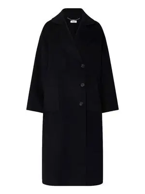 Liu Jo Long Oversized Wool Coat - Black