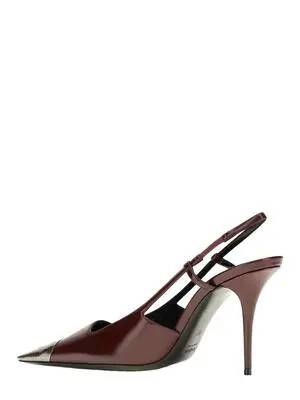 Saint Laurent Jeanne Slingback Pumps In Smooth Leather - Red