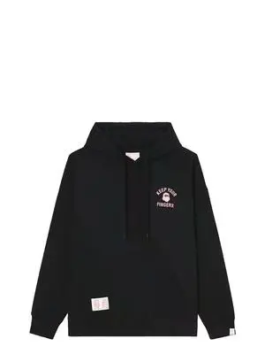 FINGERCROXX Slogan Embroidered Hoodie - Black