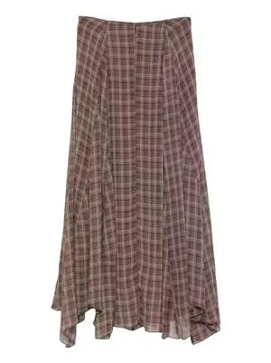 ELEH Check-print Maxi Skirt - Brown