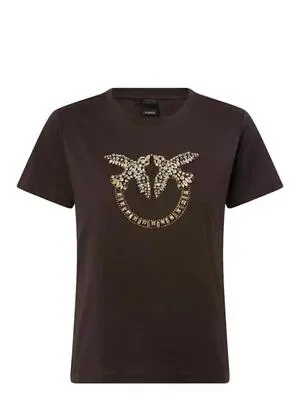 Pinko Embellished Cotton T-shirt - Brown