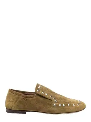 WALES BONNER Suede Studded Loafers - Green
