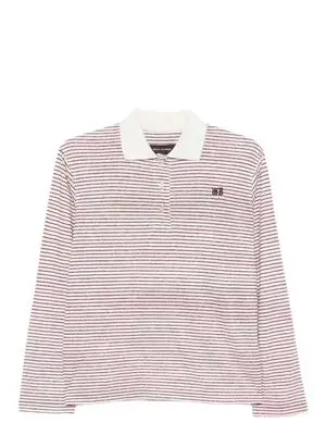 WALES BONNER Striped Long-sleeve Polo Top - White