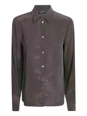 Pinko Crepe Shirt With Classic Collar And Button Fastening - Brown