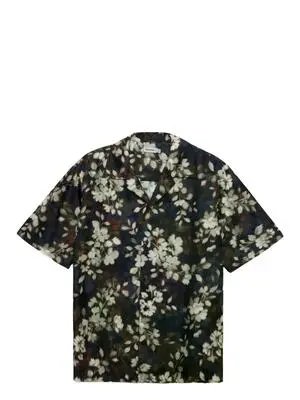 Simkhai Casper Floral-print Short-sleeve Shirt Blue