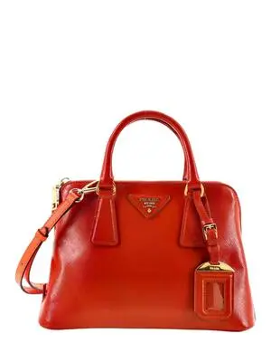 Prada Promenade Bag Vernice Saffiano Leather Small Satchel - Orange