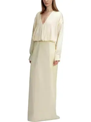 THE ARKOW Sienna V-neck Maxi Dress - Neutrals