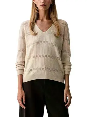 TWINSET Pointelle-knit Ribbed Sweater - Neutrals